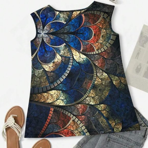 Tops | Womens Contemporary Abstract Loose Neck Blouse Lg | Poshmark